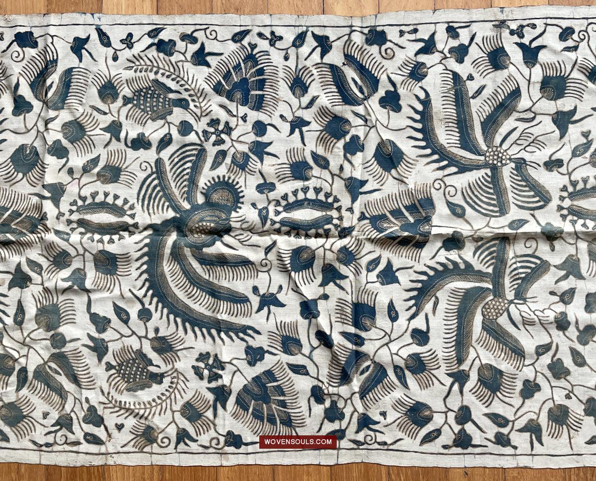 1033 Antique Java Batik Art on Silk Shawl - WOVENSOULS Antique Textiles ...
