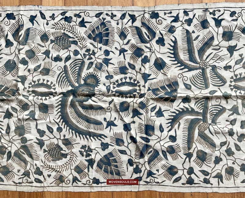 1033 Antique Java Batik Art on Silk Shawl - WOVENSOULS Antique Textiles ...