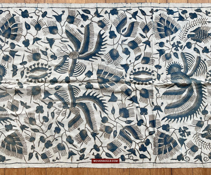 1033 Antique Java Batik Art on Silk Shawl - WOVENSOULS Antique Textiles ...