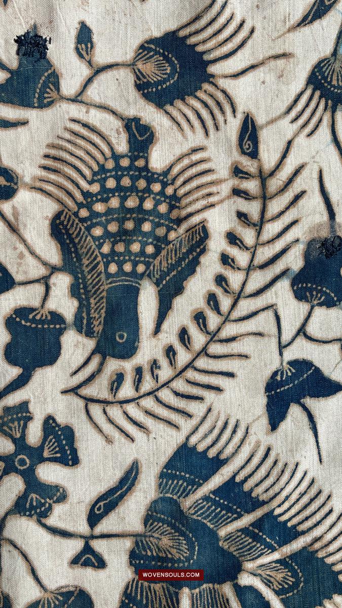 1033 Antique Java Batik Art on Silk Shawl - WOVENSOULS Antique Textiles ...