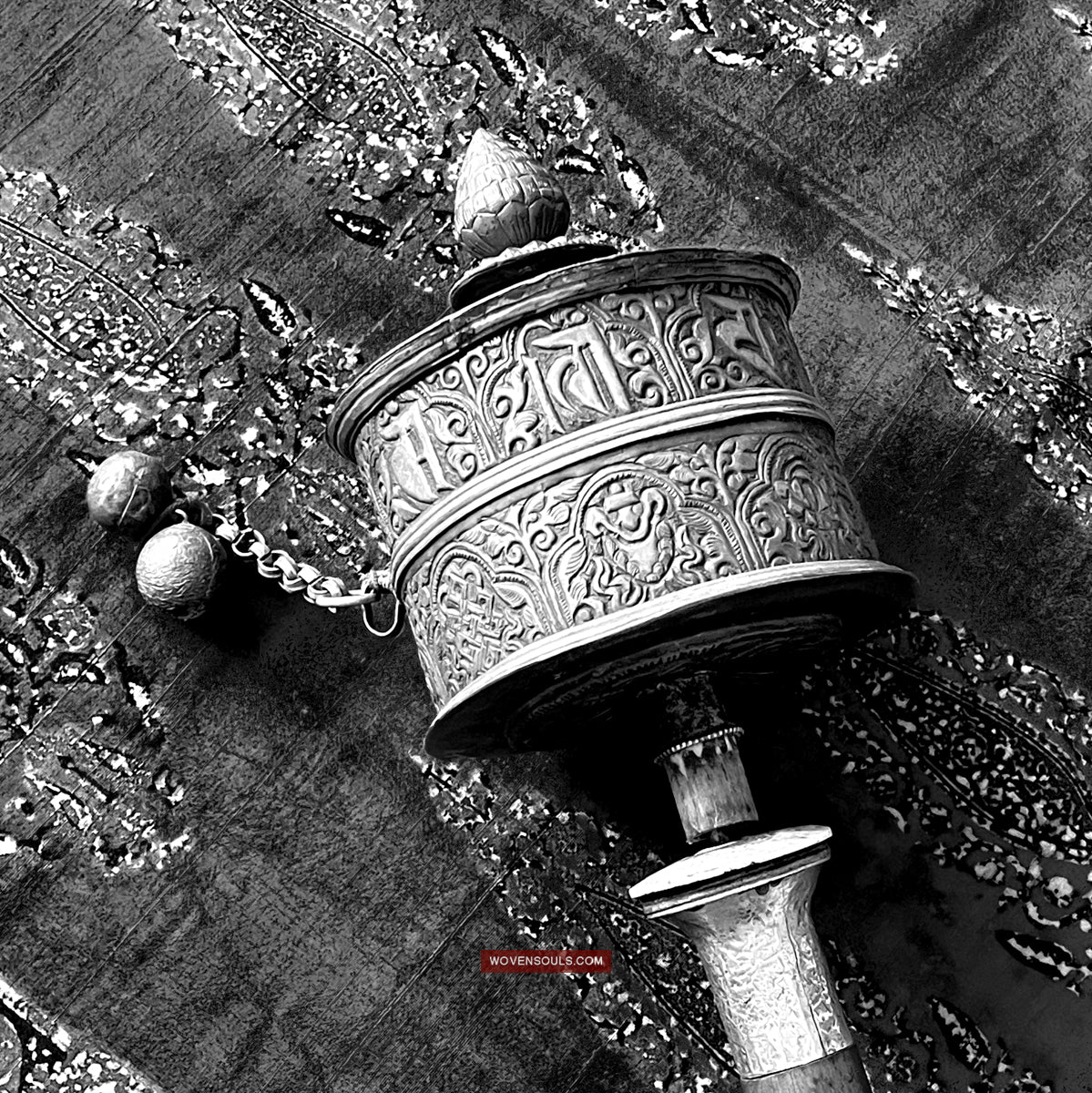 1785 Large Antique Tibetan Buddhist Prayer Wheel - WOVENSOULS Antique ...