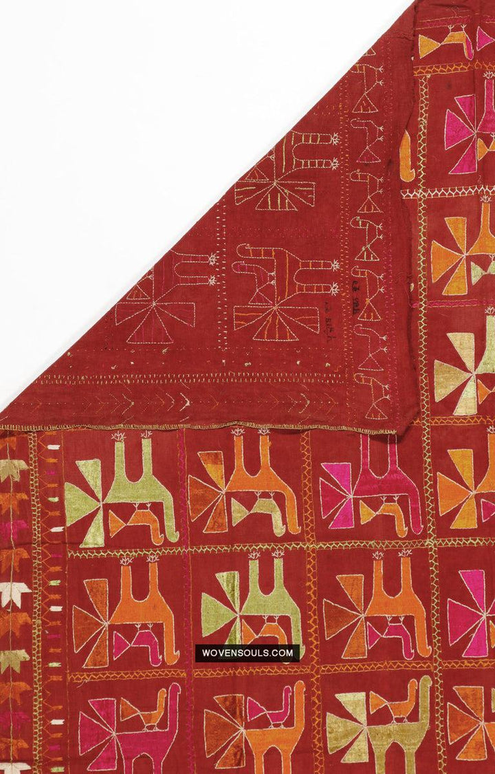 1797 Antique Rare Phulkari with Bird motif - Antique Art – WOVENSOULS ...