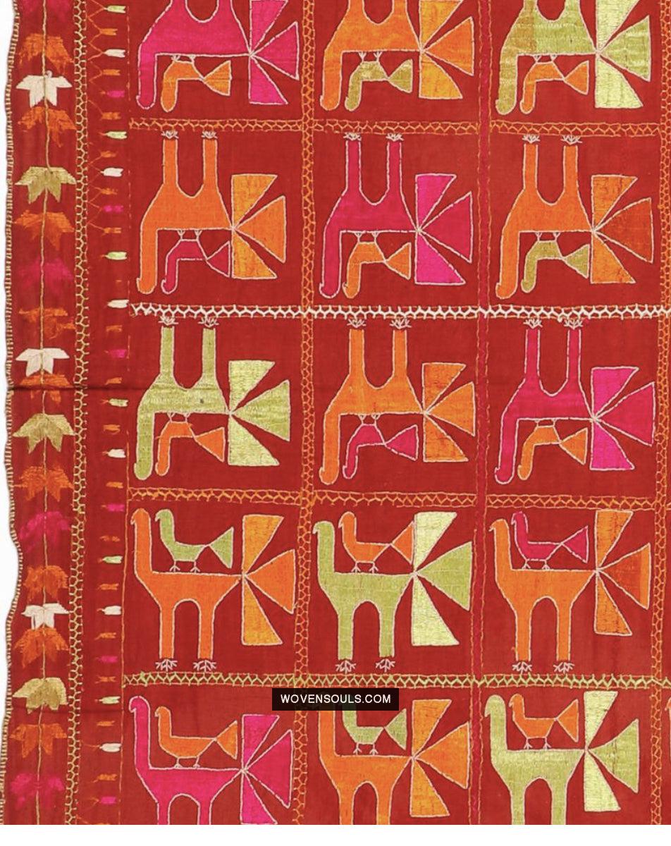 1797 Antique Rare Phulkari with Bird motif - Antique Art – WOVENSOULS ...