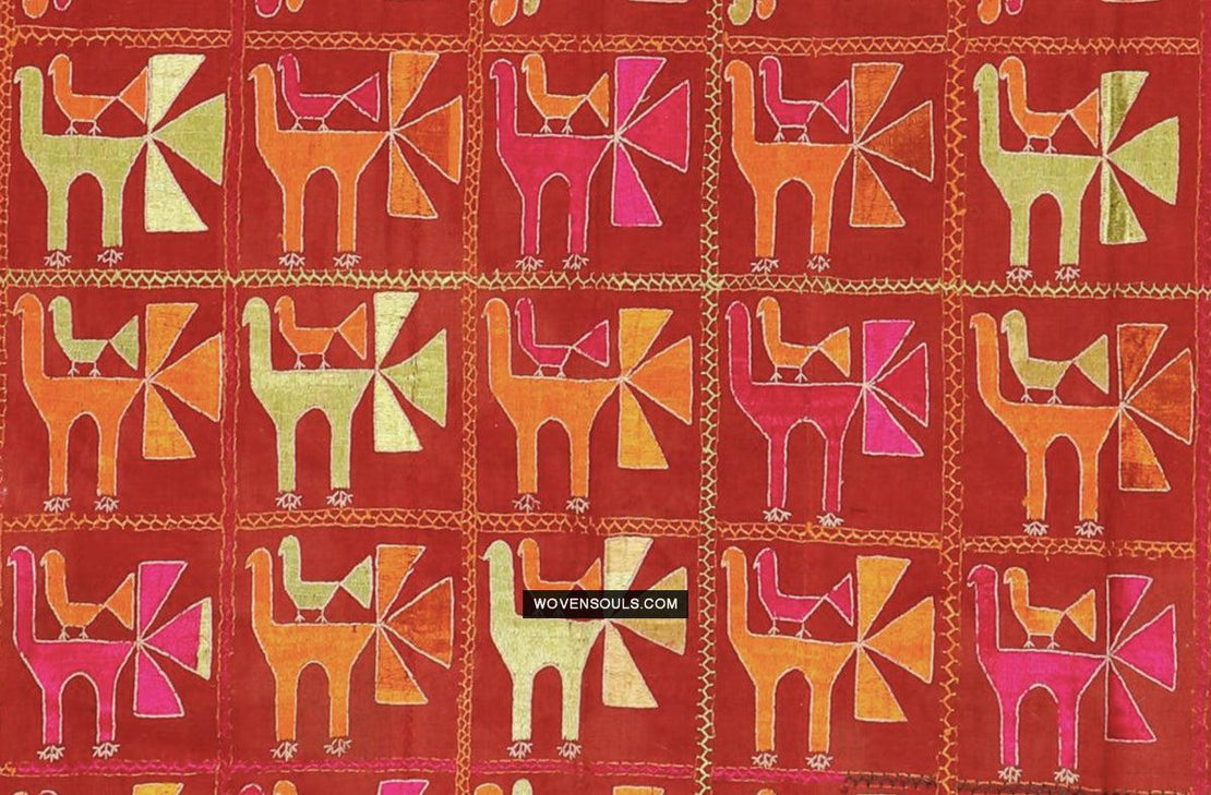 1797 Antique Rare Phulkari with Bird motif - Antique Art – WOVENSOULS ...
