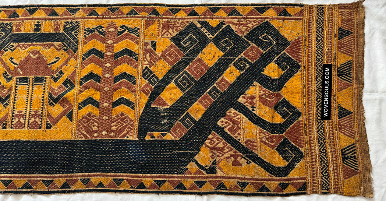 1821 Rare Museum Quality Antique Palepai Sumatran Textile with Metal S ...
