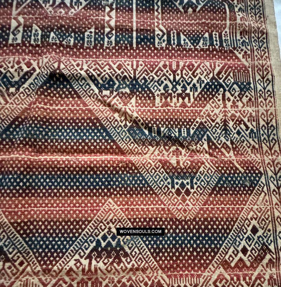 1823 Exceptional Antique Sumatra Tampan Ship Cloth with Five colors ...