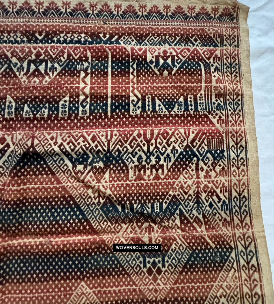 1823 Exceptional Antique Sumatra Tampan Ship Cloth with Five colors ...