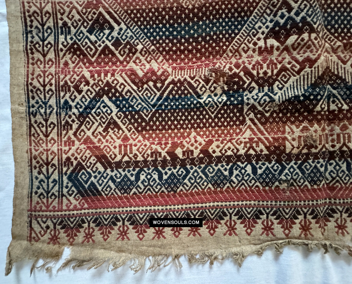 1823 Exceptional Antique Sumatra Tampan Ship Cloth with Five colors ...