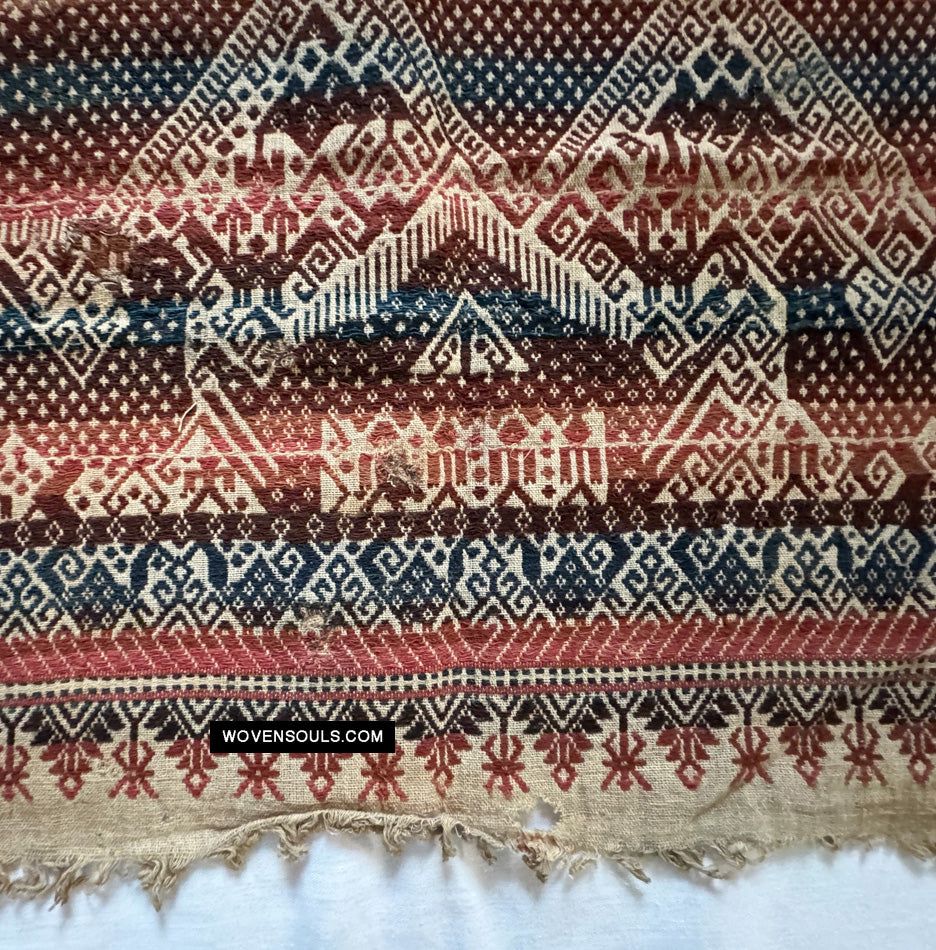 1823 Exceptional Antique Sumatra Tampan Ship Cloth with Five colors ...