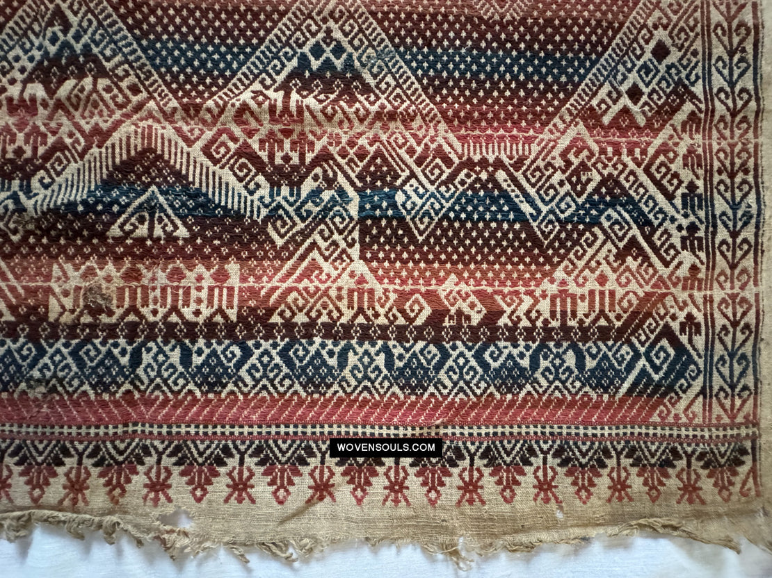 1823 Exceptional Antique Sumatra Tampan Ship Cloth with Five colors ...