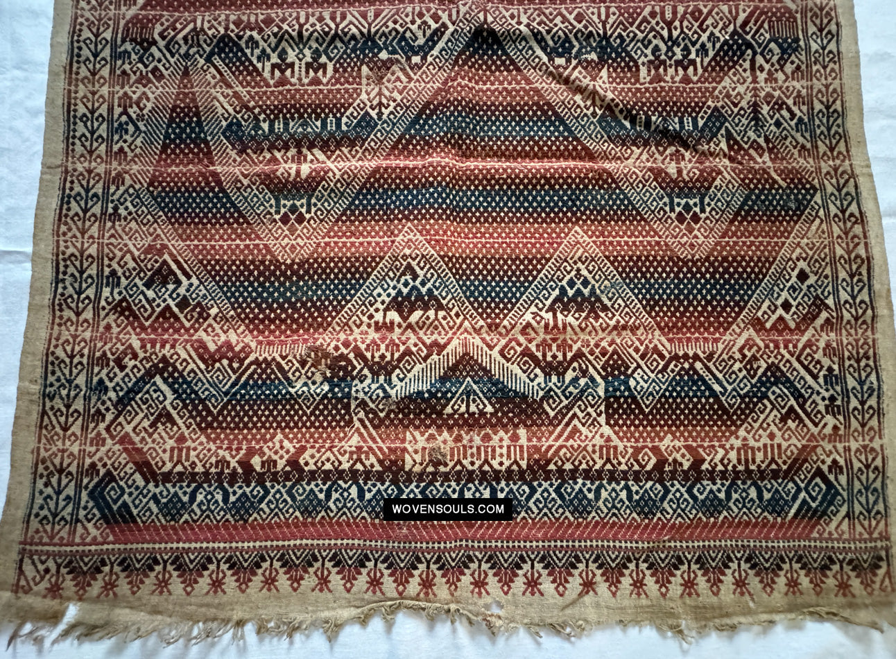 1823 Exceptional Antique Sumatra Tampan Ship Cloth with Five colors ...
