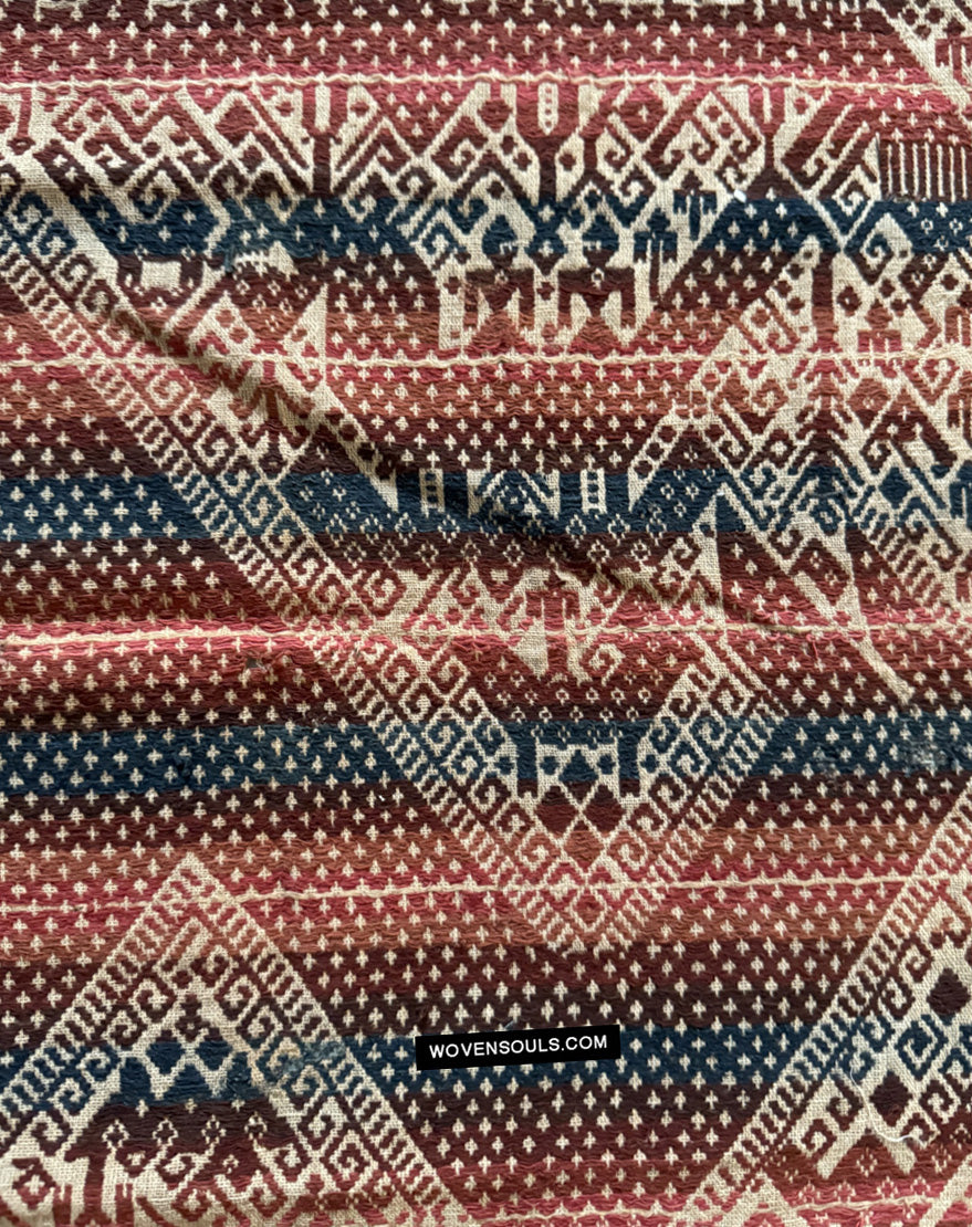 1823 Exceptional Antique Sumatra Tampan Ship Cloth with Five colors ...