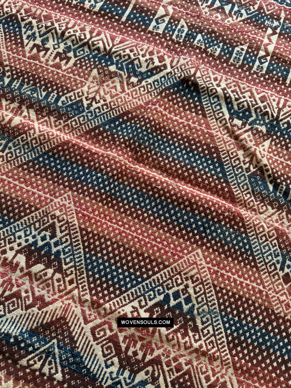 1823 Exceptional Antique Sumatra Tampan Ship Cloth with Five colors ...