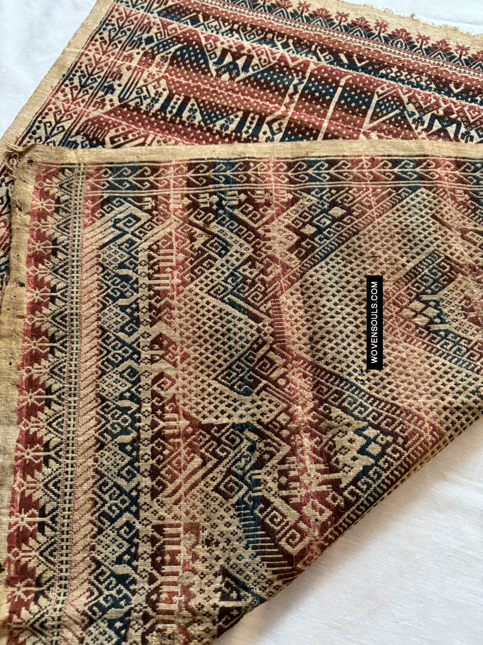 1823 Exceptional Antique Sumatra Tampan Ship Cloth with Five colors ...