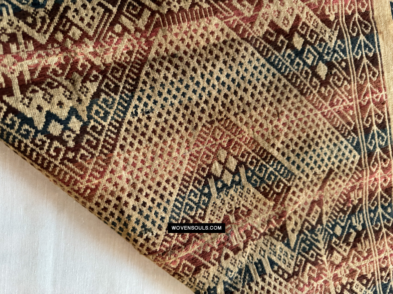 1823 Exceptional Antique Sumatra Tampan Ship Cloth with Five colors ...