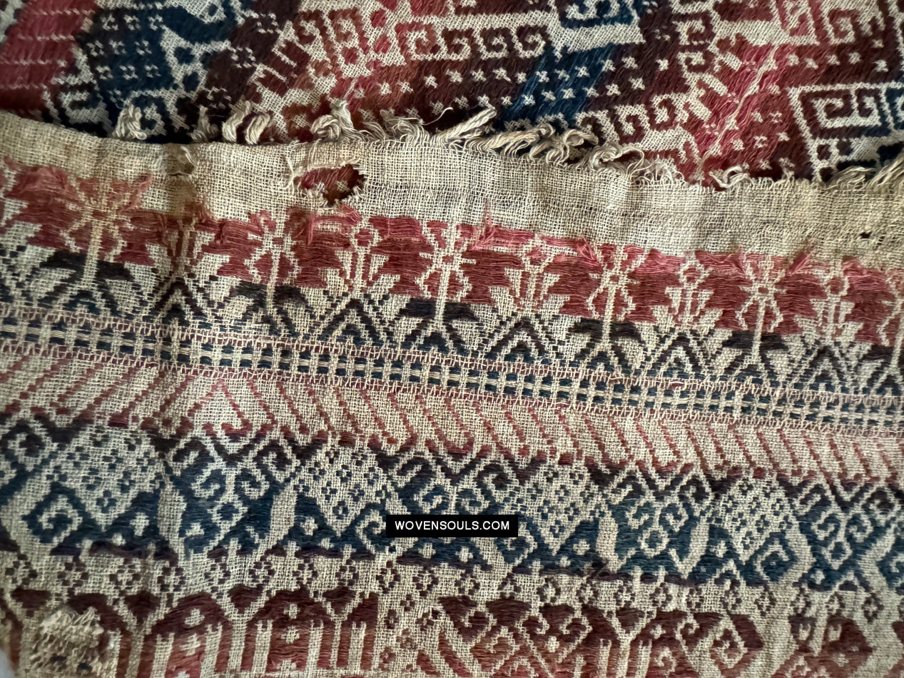 1823 Exceptional Antique Sumatra Tampan Ship Cloth with Five colors ...