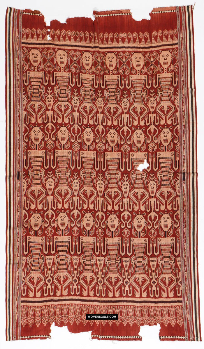 1839 Antique Pua Kumbu Iban Ceremonial Ikat - Anthropomorphs / Engkara ...