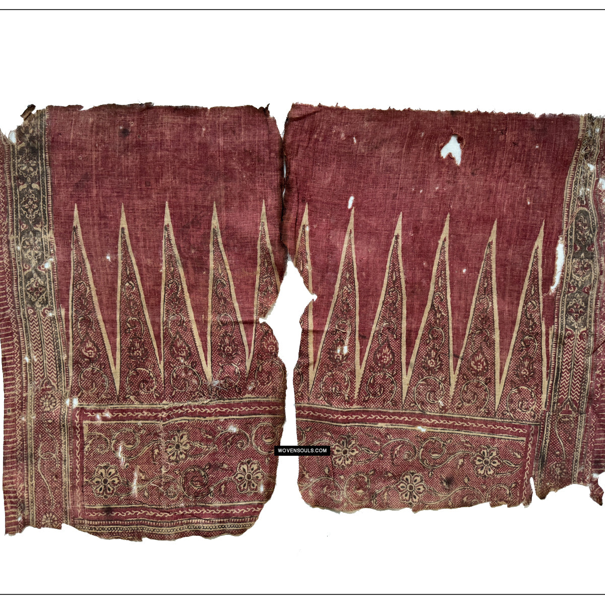 1943 SOLD Pair - Antique Indian Trade Textile Print Toraja Fragment ...