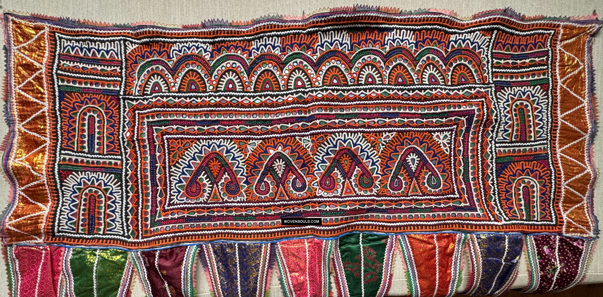 1969 Long Kutch Toran - Vintage Rabari Embroidery Wall Decor Textile A ...