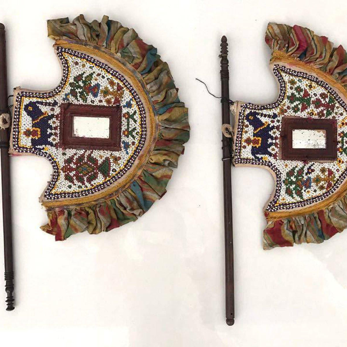 201 SOLD Pair of Old Beaded Hand Fans with Lehariya – WOVENSOULS ...