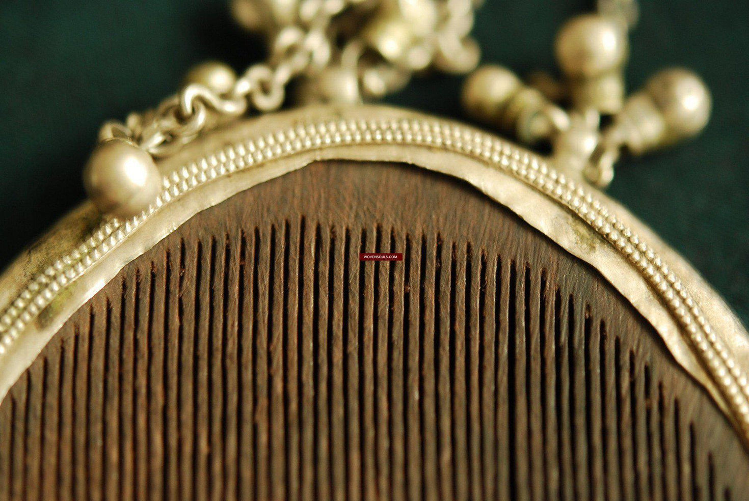 326 Old Silver-Encased Ornamental Wooden Comb - Antique Art ...