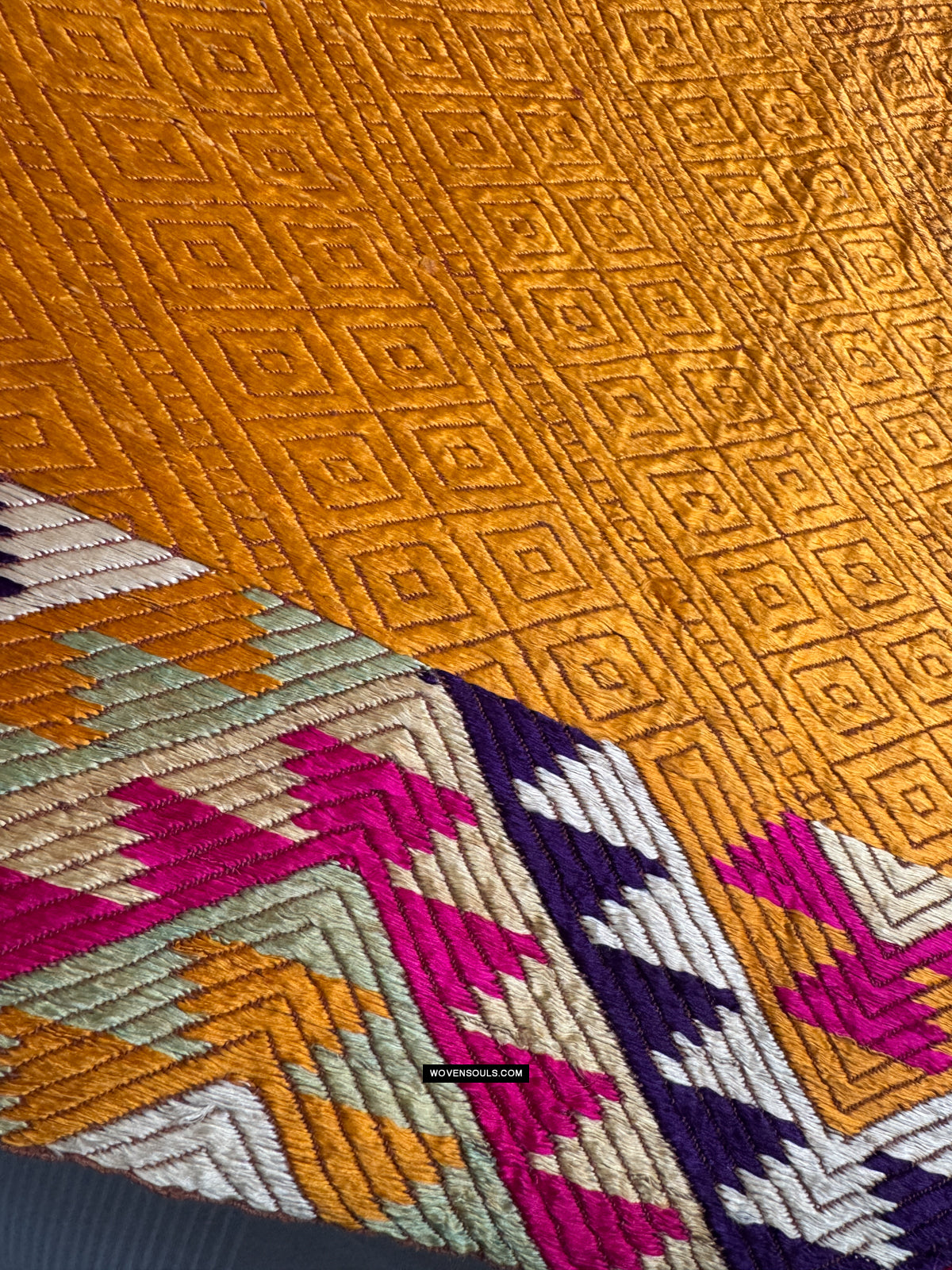 511 Vintage Golden Varida Bagh Phulkari - WOVENSOULS Antique Textiles ...