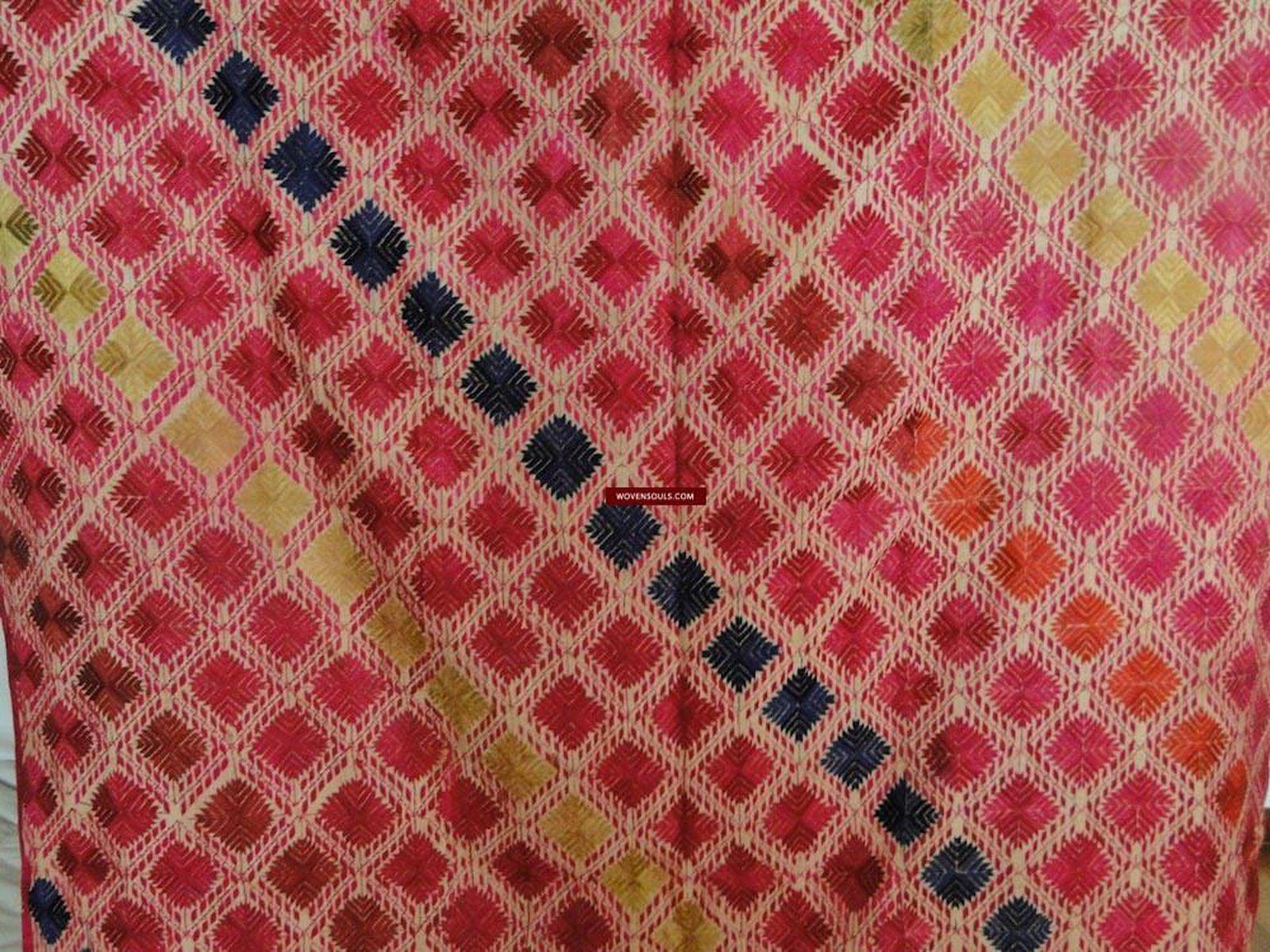 530 SOLD - Rare Old Pachranga Thirma Phulkari Embroidery Textile ...