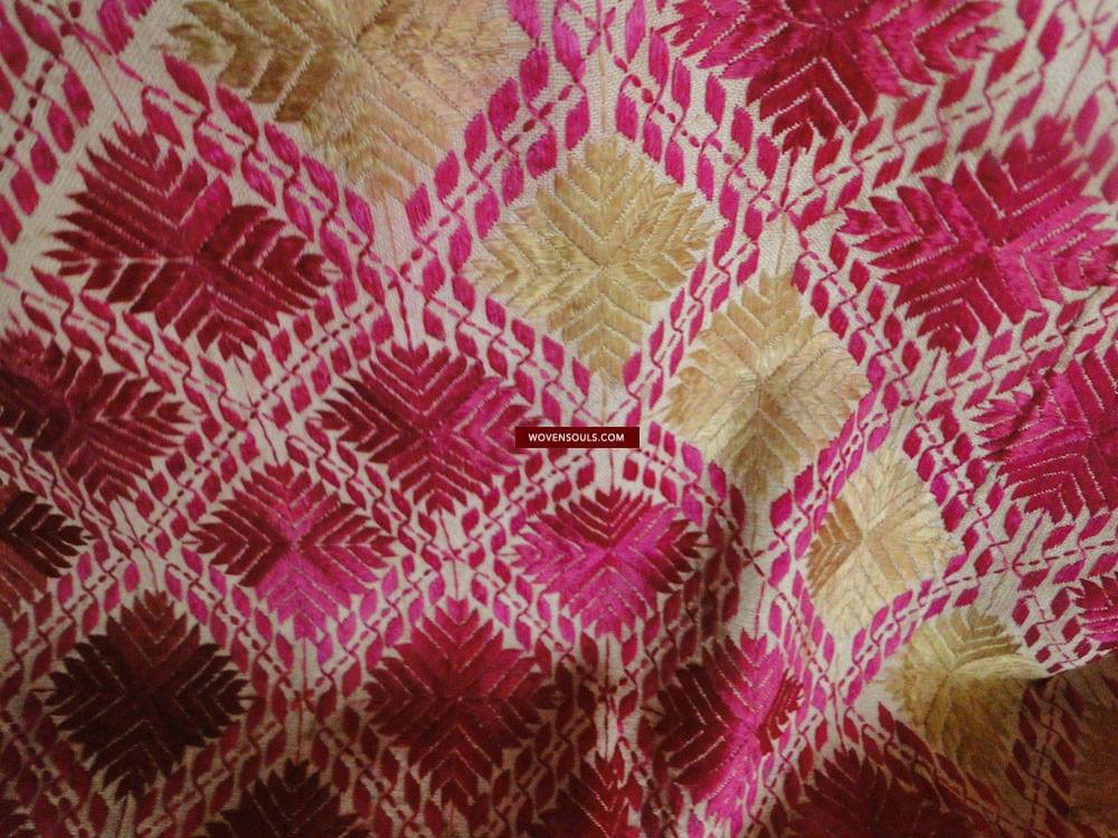 530 SOLD - Rare Old Pachranga Thirma Phulkari Embroidery Textile ...