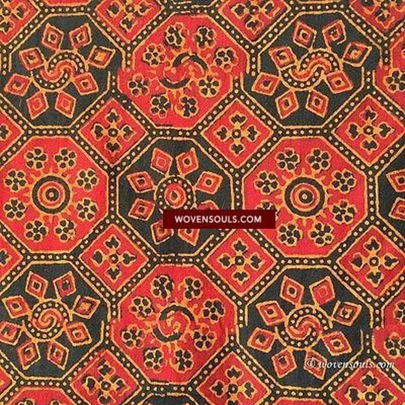 5525 Ajrakh Hand Block Printed Cotton Shawl - All - WOVENSOULS Antique ...