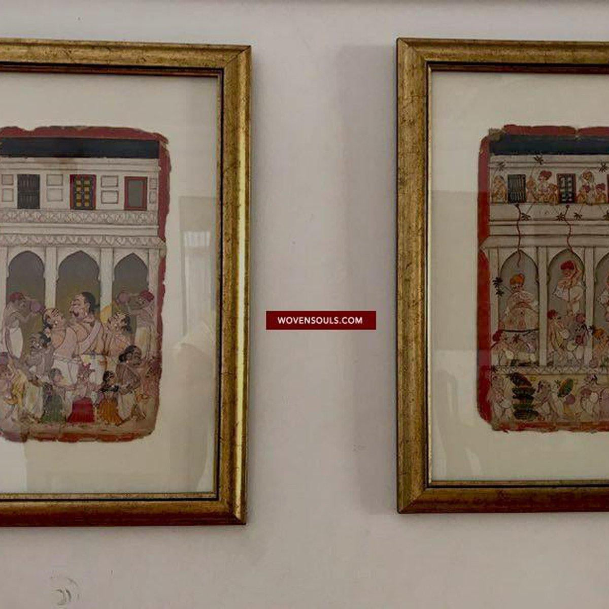 553 Pair of Old Bundi Painting - Holi & Janmashtami - Antique Art ...