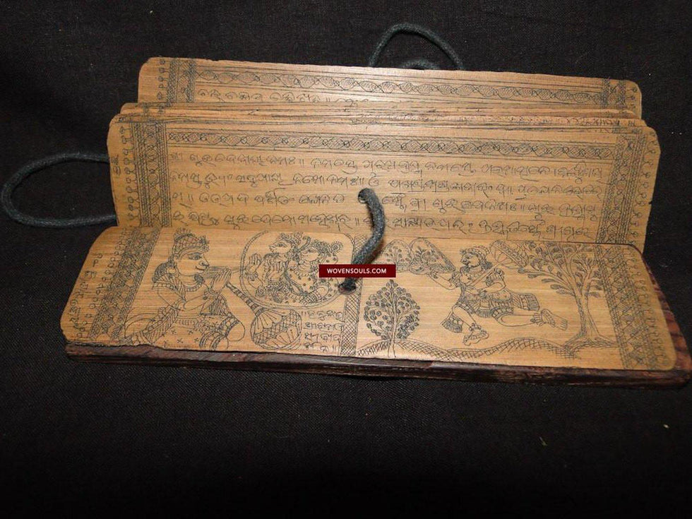 558 Old Indian Sanskrit Manuscript Palm Leaf - Hanuman – WOVENSOULS ...