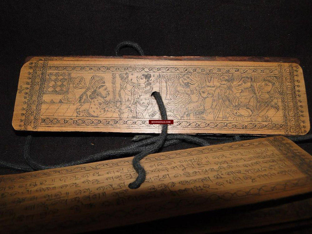 558 SOLD Old Indian Sanskrit Manuscript Palm Leaf - Hanuman Purana ...