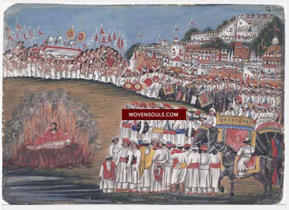 571 SOLD Company School Mica Painting - Sati or Suttee - Rituals ...