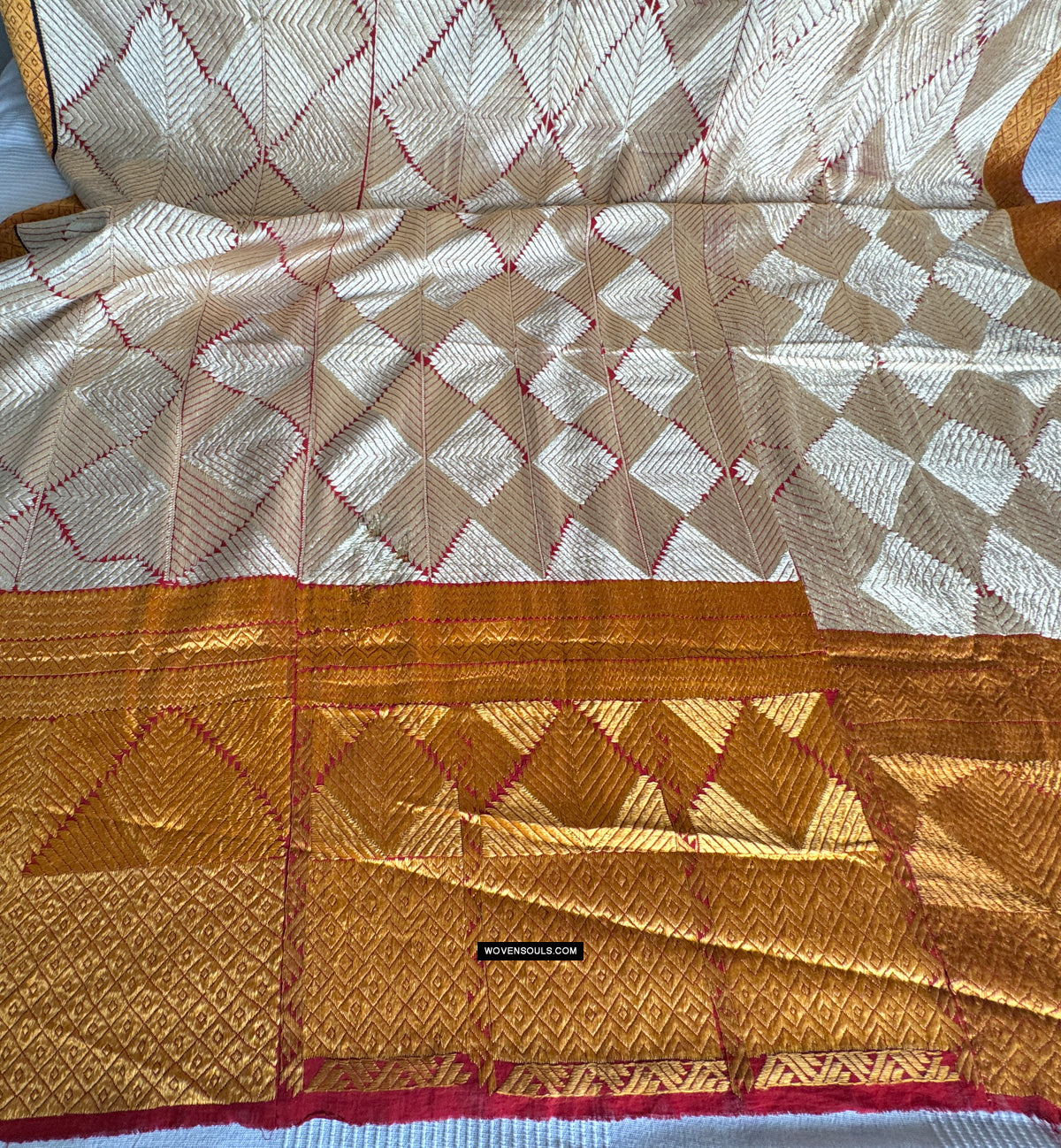 605 White Chand Bagh Phulkari Indian Textile - Antique Art – WOVENSOULS ...