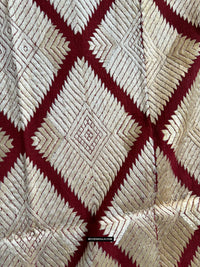 673 White Chand Bagh Lehariya Border Phulkari Indian - WOVENSOULS Antique Textiles & Art Gallery