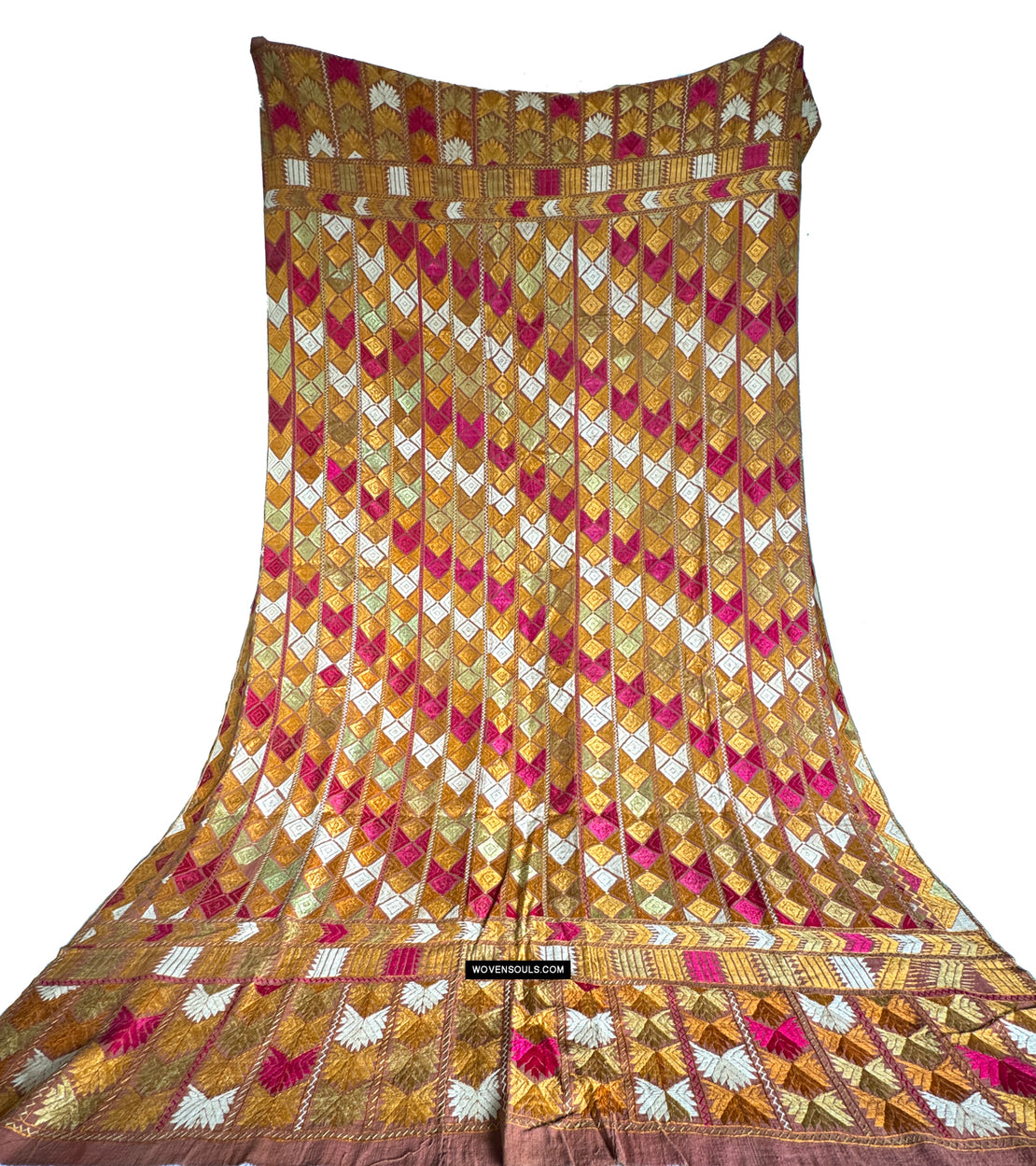 853 Phulkari Bagh Shawl from Punjab with Arrowhead – WOVENSOULS Antique ...