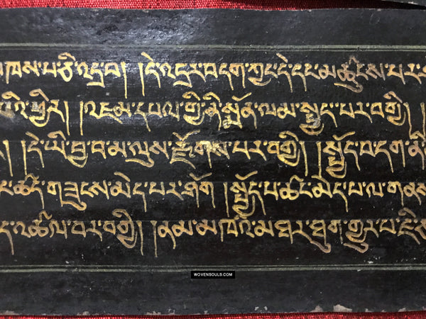 9020 Antique Tibetan Manuscript - Black Paper Golden text - WOVENSOULS ...