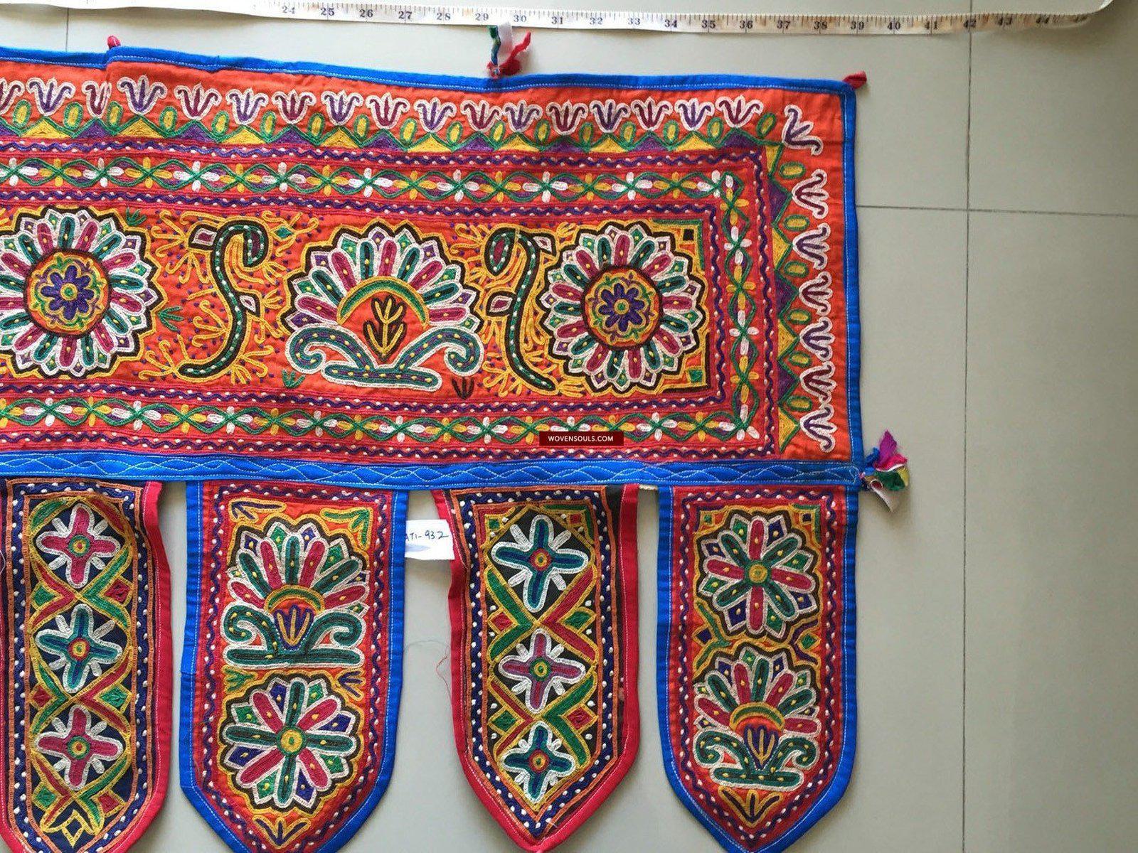 942 Vintage Embroidery - Door Decor Panel from Gujarat - WOVENSOULS ...
