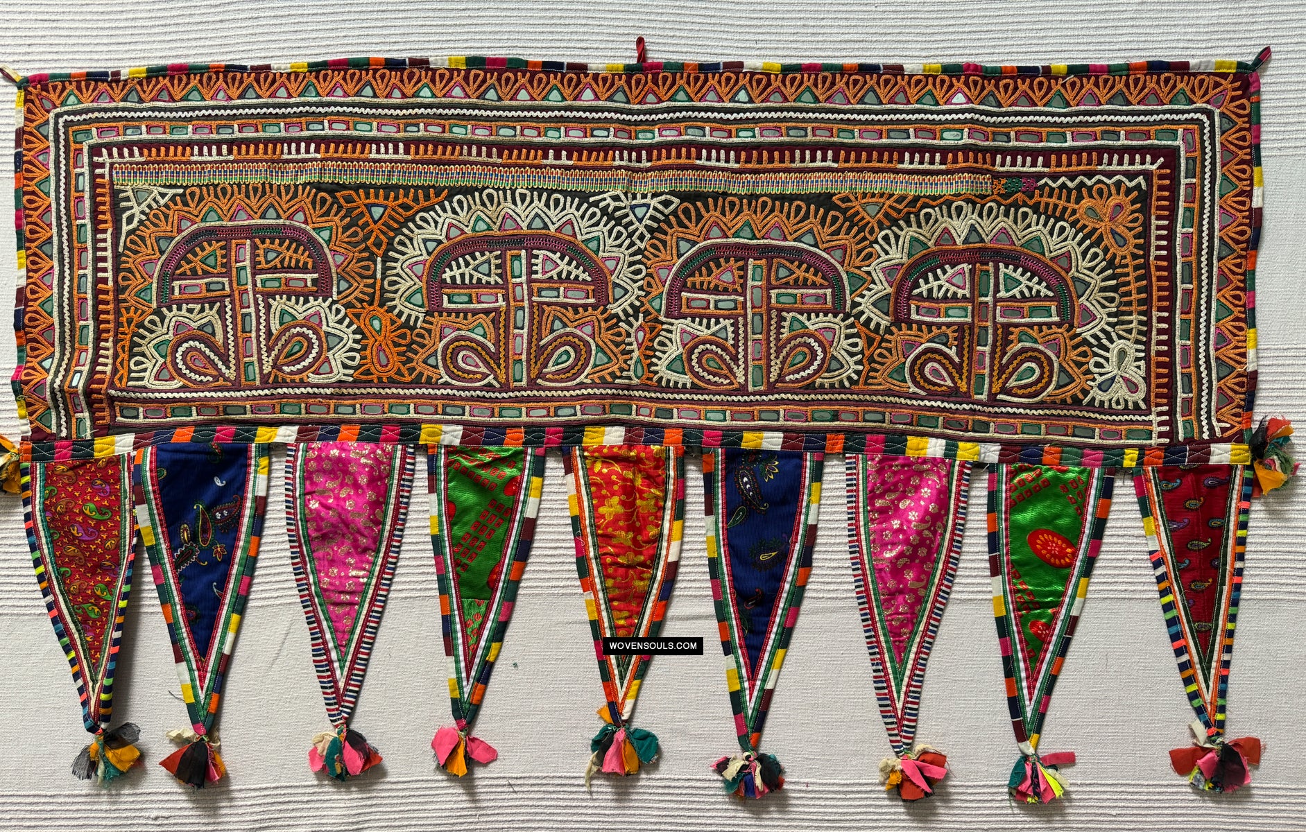 982 Vintage Rabari Embroidery Wall Decor Textile from – WOVENSOULS ...