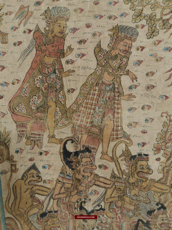 1018 SOLD Antique Kamasan Balinese Folk Painting of Ramayan ...