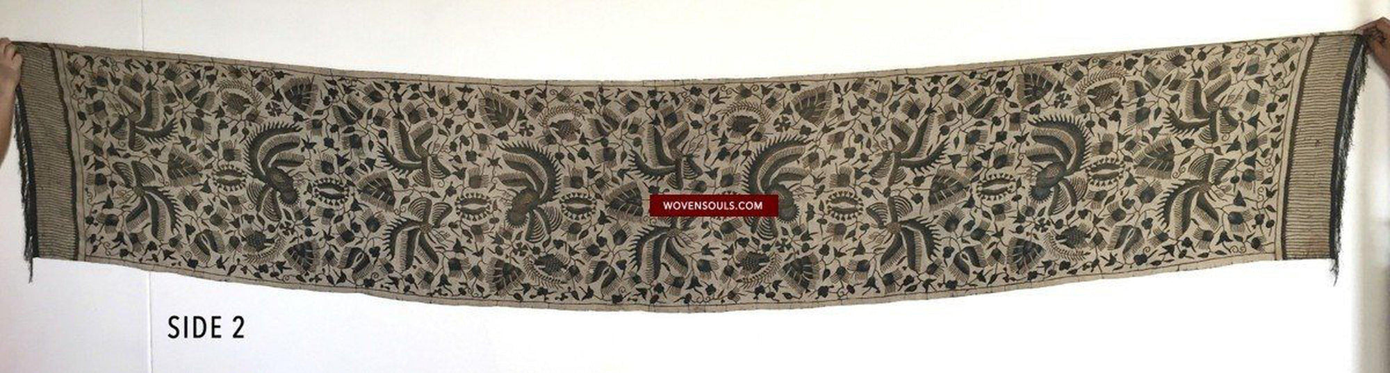 1033 Antique Java Batik Art on Silk Shawl - WOVENSOULS Antique Textiles ...