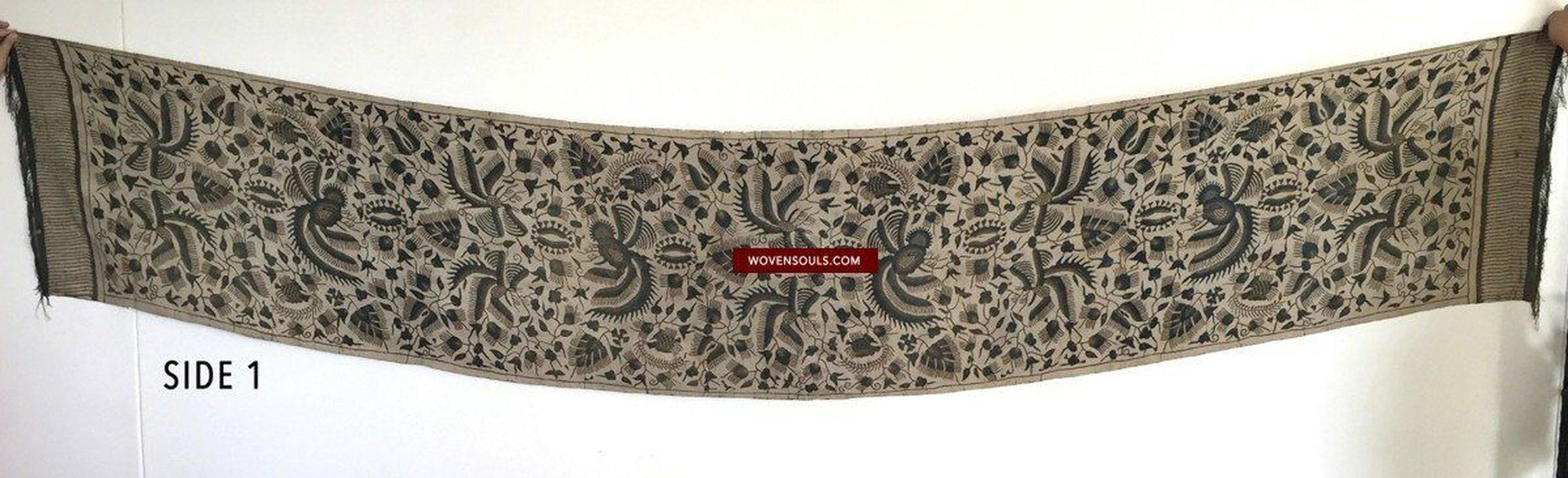 1033 Antique Java Batik Art on Silk Shawl - WOVENSOULS Antique Textiles ...