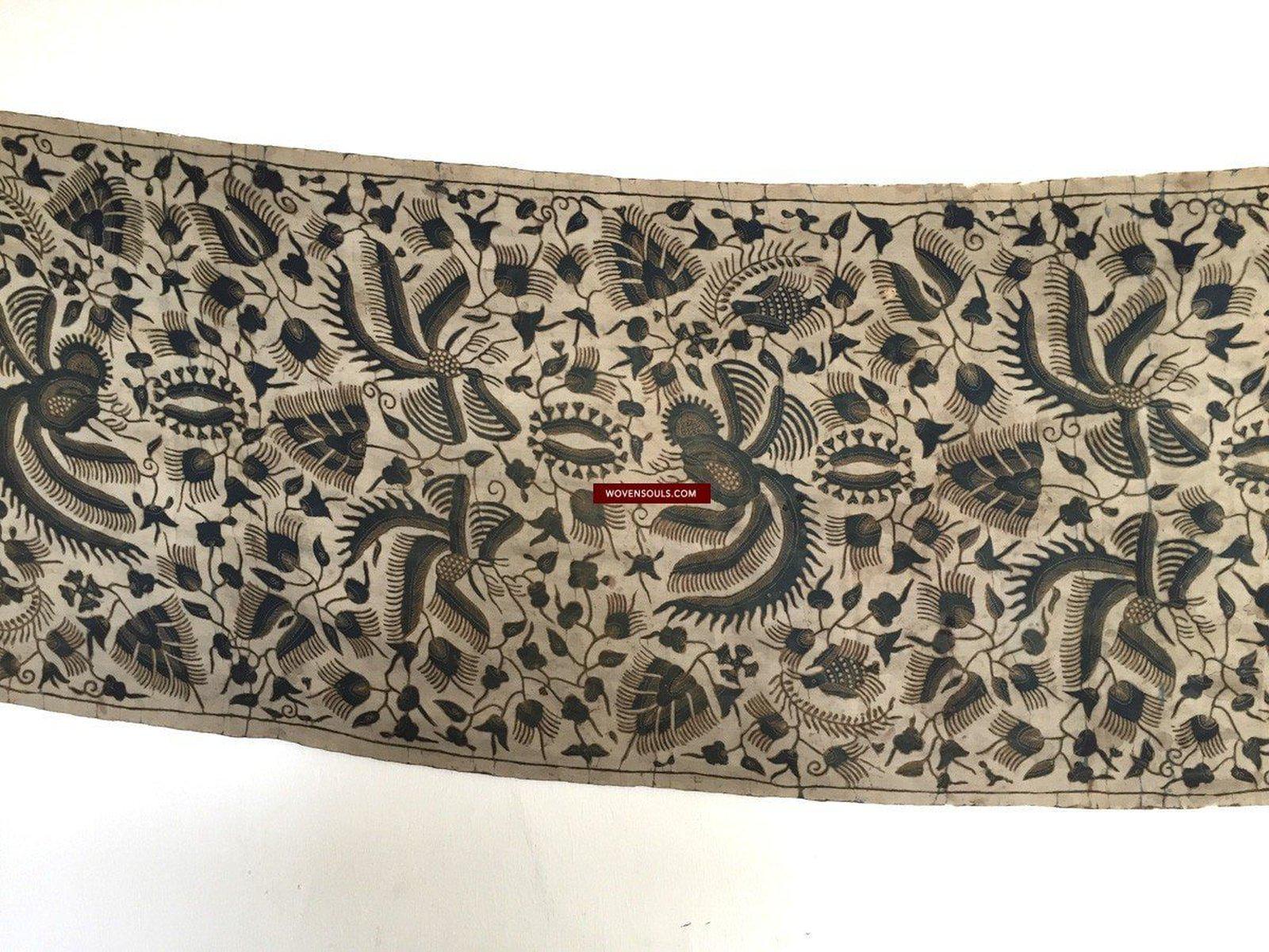 1033 Antique Java Batik Art on Silk Shawl - WOVENSOULS Antique Textiles ...