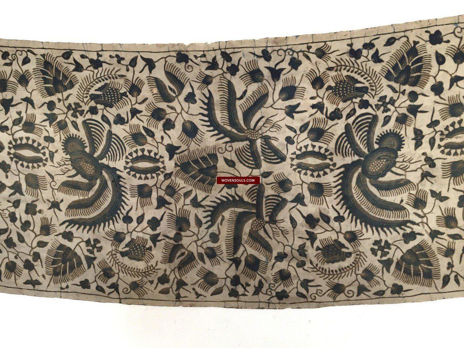1033 Antique Java Batik Art on Silk Shawl - WOVENSOULS Antique Textiles ...
