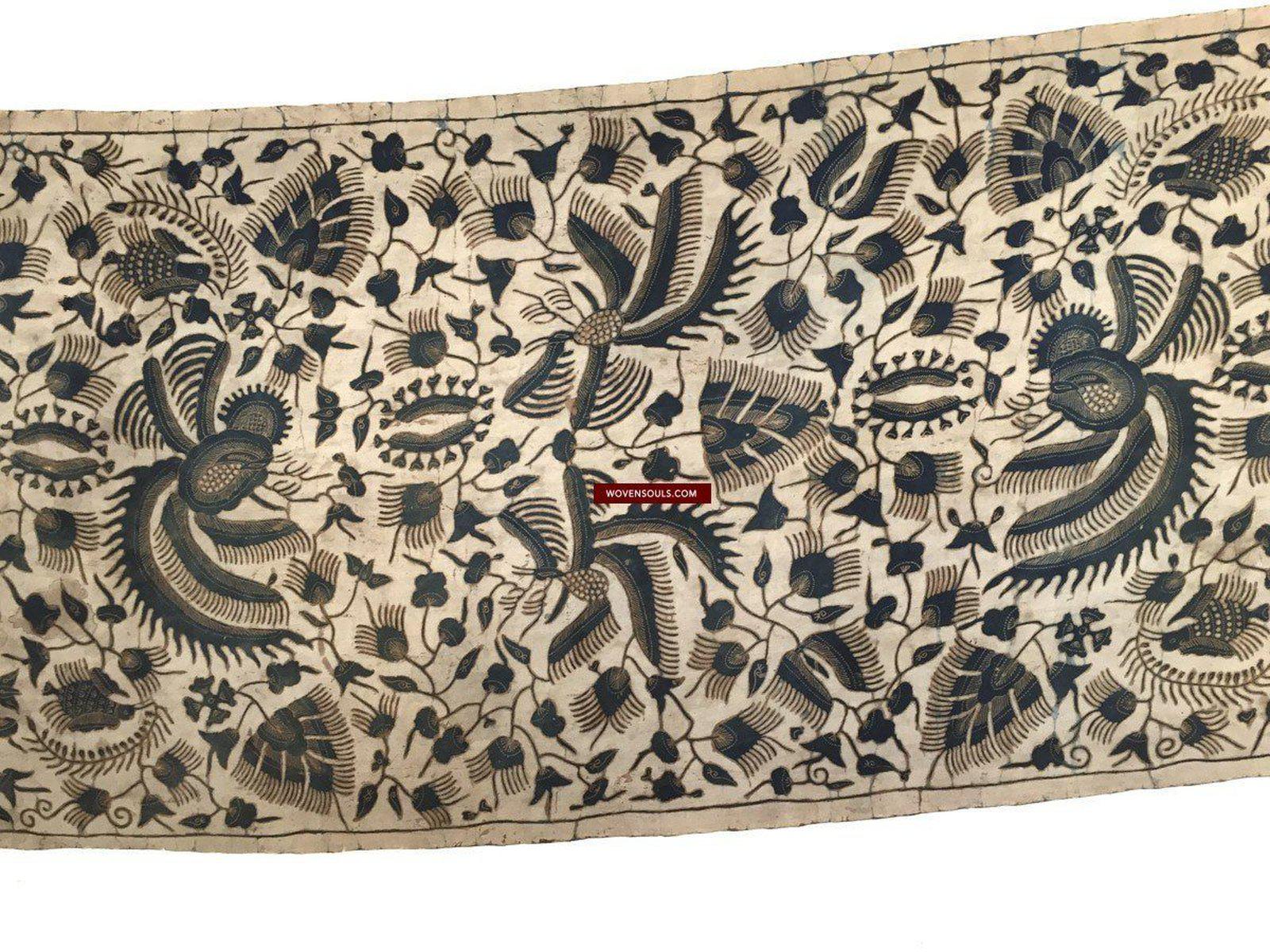 1033 Antique Java Batik Art on Silk Shawl - WOVENSOULS Antique Textiles ...