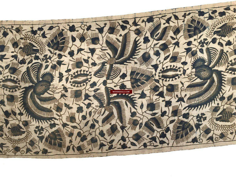 1033 Antique Java Batik Art on Silk Shawl - WOVENSOULS Antique Textiles ...