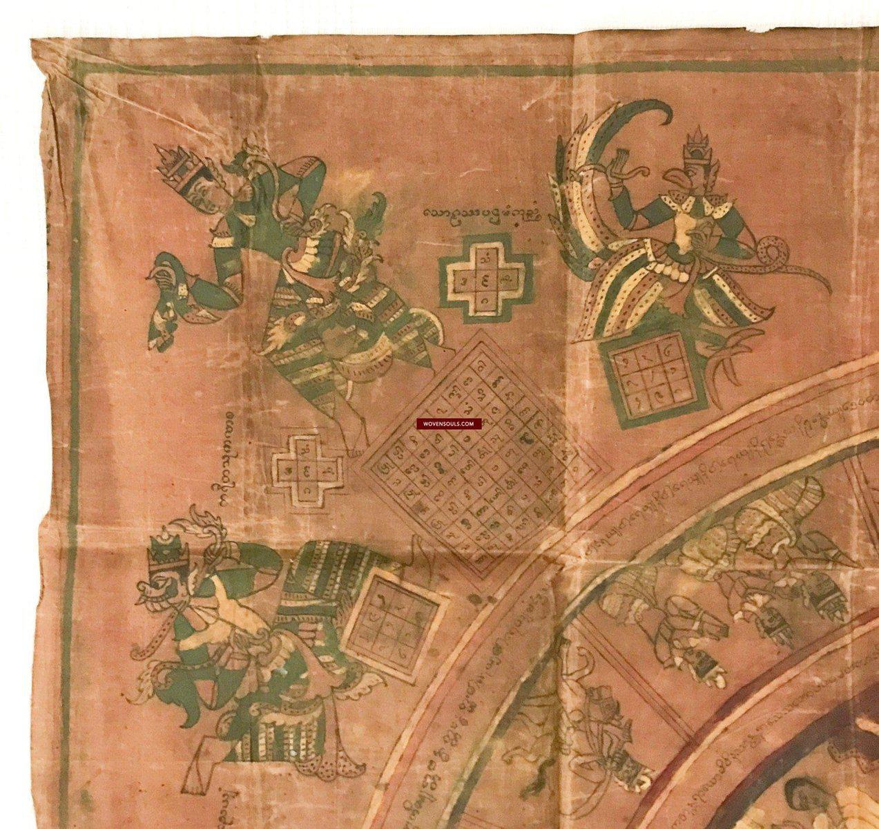 1042 Antique Burmese Mandala Painting - WOVENSOULS Antique Textiles ...