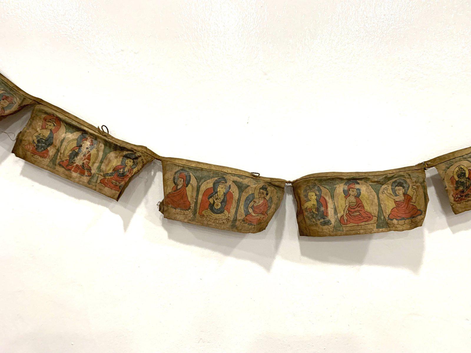 1052 Rare Antique Tibetan Buddhist Hand Painted Prayer Flag Thangka ...