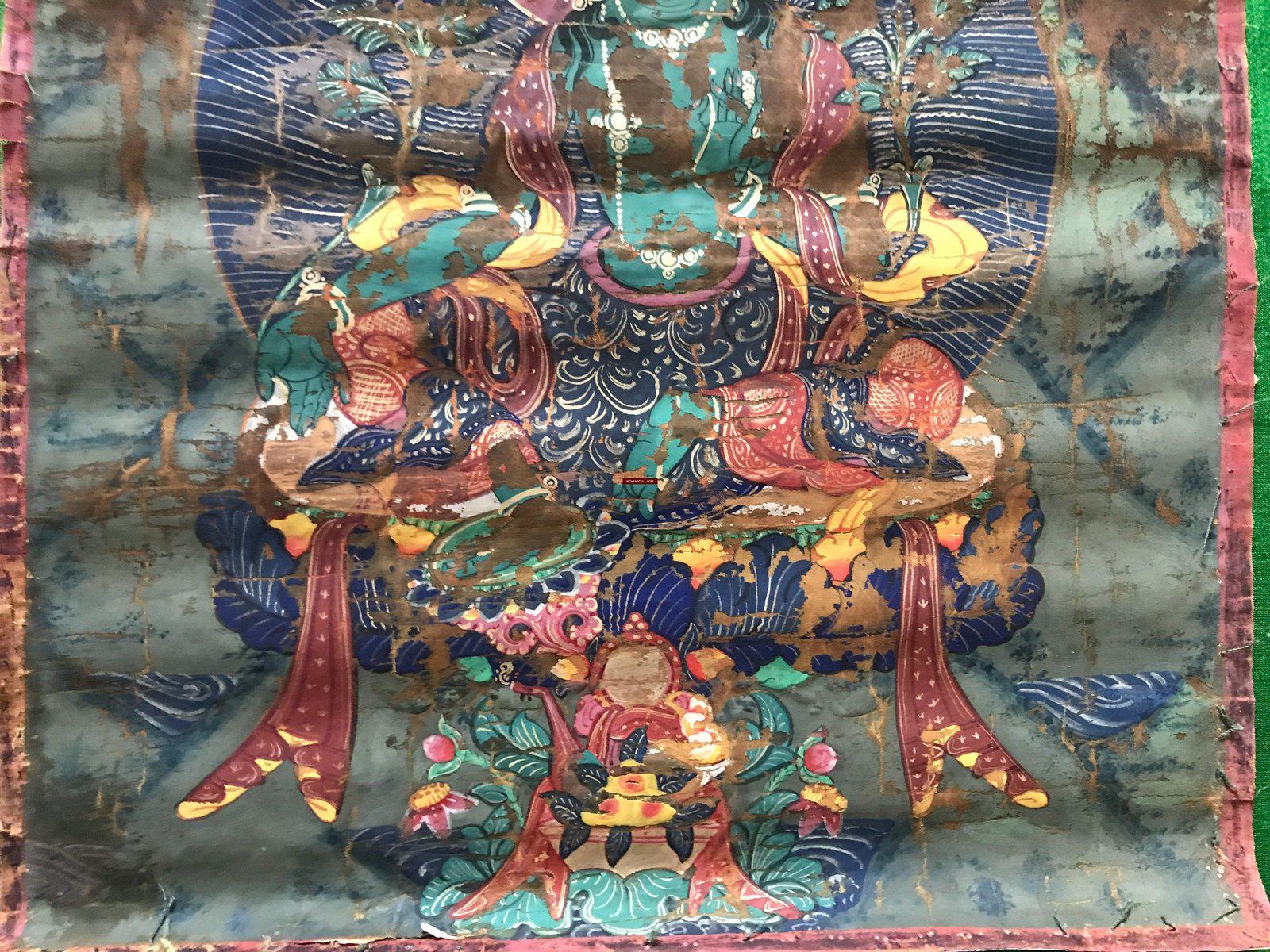 1112 Antique Buddhist Thangka Painting - WOVENSOULS Antique Textiles ...