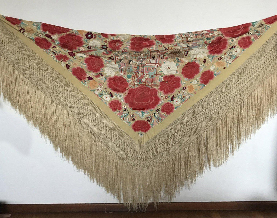 1157 Antique Double Sided Embroidery Manila Manton – WOVENSOULS Antique ...